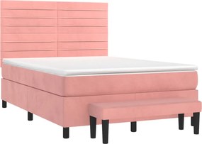 Box spring postel s matrací růžová 140x190 cm samet 3137904