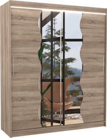 ADRK Furniture Posuvná skříň se zrcadlem a LED osvětlením KANSAS 180 SW-KAN-T-180+L-V305