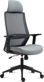 Autronic Kancelářská židle, černý plast, šedá látka, 1D područky, kolečka pro tvrdé podlahy KA-V324 GREY