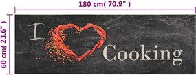 Kuchyňský koberec omyvatelný Vaření černý 60 x 180 cm samet 136550