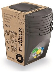 PROSPERPLAST Sada odpadkových košů SORTIBOX, 3x25l