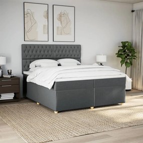 Box spring postel s matrací tmavě šedá 200x200 cm textil 3291395