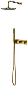 OMNIRES Contour - Sprchový set s baterií pod omítku, s tělesem, průměr 25 cm, kartáčované zlato SYSCT10GLB