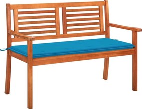 vidaXL 2místná zahradní lavice s poduškou 120 cm masivní eukalyptus [3060981] Barva: Modrá