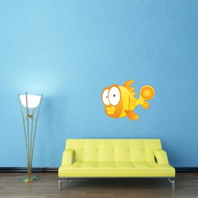 Barevná samolepka na zeď - Žlutá rybka (120x90 cm) - PopyDesign
