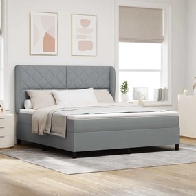 Postel s boxspringem s čelo Světle šedá 180 x 200 cm textil 3340641