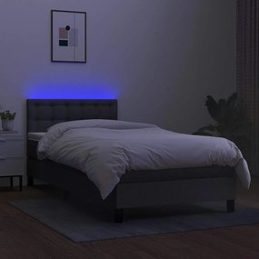 Box spring postel s matrací a LED tmavě šedá 90x200 cm textil 3133446