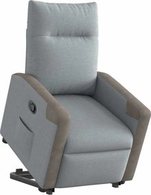 Zvedací polohovací křeslo světle šedé textil 3324090