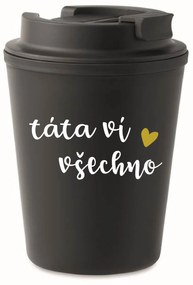 TÁTA VÍ VŠECHNO - černý termohrnek 300 ml