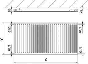 Mexen CH10 Hygienický panelový radiátor 400 x 1000 mm, boční připojení, 432 W, bílá, W410H-040-100-00