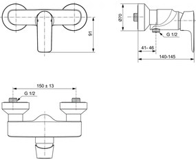 Ideal Standard Connect Air - Sprchová baterie nástěnná, kartáčovaná zlatá A7032A2