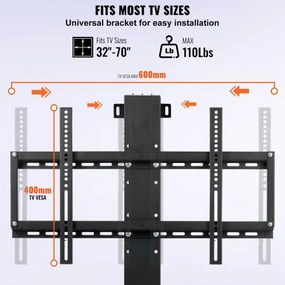 Motorový TV zvedák pro obrazovky 66–152,4 cm, zdvih 800 mm, nosnost 59,9 kg
