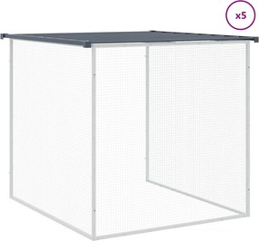 Klec pro kuřata se střechou antracitová 603 x 98 x 90 cm ocel 3189051