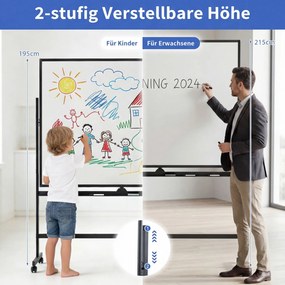 Costway Mobilní tabule oboustranná magnetická tabule se stojanem 2 nastavitelné
