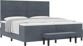 Postel s boxspringem s čelo Tmavě šedá 200 x 200 cm samet 3344601