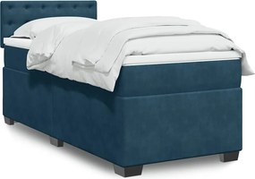 Box spring postel s matrací modrá 90 x 190 cm samet 3288490