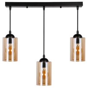 Černé závěsné svítidlo se skleněným stínidlem 10x55 cm Bistro – Candellux Lighting