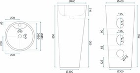 Rea Blanka volně stojící umyvadlo, 84 x 40 cm, černá, REA-U6635