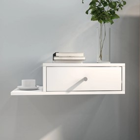 HOMCOM sada 2 nástěnných nočních stolků - sada 2 nočních stolků - boční polička a zásuvka - 55Š x 30H x 15V cm, bílý MDF