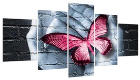 Moderní obraz dlaní s motýlem (150x80 cm)