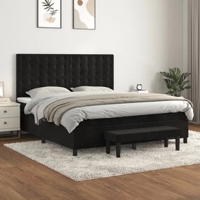 Box spring postel s matrací černá 160x200 cm samet