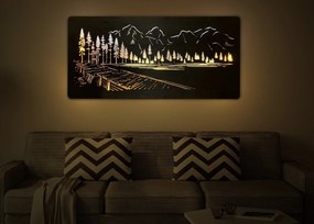 Li-Go "Pod vrcholy hor" světelný obraz 230V 120x60 cm provedení povrchu: dub světlý