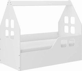 Wooden Toys Dětská postel DOMEK 140x70 (pravá) + matrace