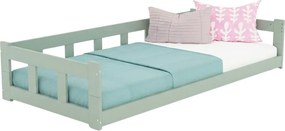 Benlemi Nízké postele FENCE 4v1 s otevřeným vstupem pro dvě děti Zvolte barvu: Šalvějová zelená, Zvolte rozměr: 90x180 cm