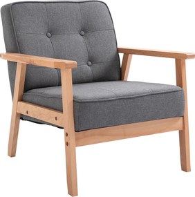 HOMCOM Samostatné Křeslo Lounge s Čalouněním a Dřevěným Rámem, Lněné Šedé 64,5 x 70 x 74 cm | Aosom