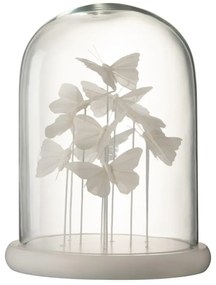 Dekorativní skleněné těžítko s bílými motýly - 23*23*30 cm