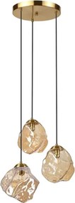 Lustr na lanku CRISTAL 3xE14/15W/230V mosaz/kouřová béžová