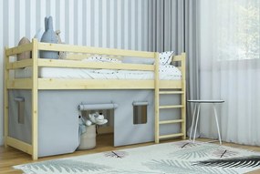 Dětská zvýšená postel Portos, Borovice přírodní,  80x180 cm