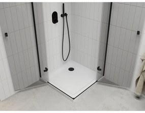 Mexen Roma Duo, sprchový kout 70 (dveře) x 70 (dveře) cm, 6mm čiré sklo, černý profil + sprchová vanička, 854-070-070-70-02-4010B