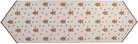 Béžový bavlněný běhoun s perníčky Gingerbread Magic - 50*160 cm