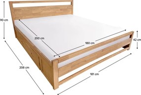 Manželská postel, 180x200, masivní dřevo, přírodní, SHEILA Kondela 0000397547