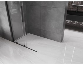 Mexen Velar L, posuvná sprchová zástěna Walk-in 120 x 200 cm, 8mm čiré sklo, černá matná, 871-120-003-03-70