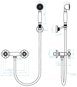 Kuchinox Stilo, nástěnná sprchová baterie s ruční sprchovou soupravou, chromová, LAV-BKI_041D
