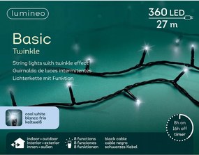 Vánoce Venkovní lampy 360 Led 27 m černá studená bílá Flesz 8 funkcí