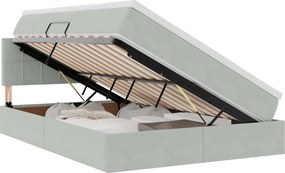 Postel s úložným prostorem Světle šedá 140 x 190 cm samet 3370755