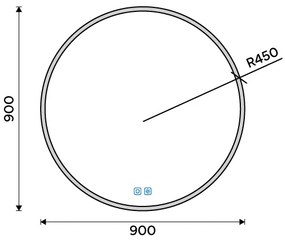 Nimco Černé kulaté LED zrcadlo pr. 900 mm se dvěma dotykovými senzory - ZPC 28003RVX-90