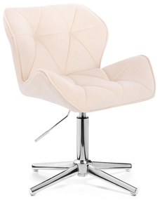 LuxuryForm DESIGN Otočná židle MILANO VELUR na stříbrném kříži - krémová