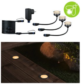 Paulmann 94722 Plug&Shine Floor, základní set zápustných svítidel do terasy 3x2W LED 2200K stmívatelné, stříbrná, IP67