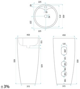 Volně stojící keramické umyvadlo REA ANYA SAVANA, mramor mat