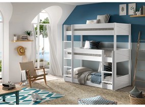 Bílá patrová dětská postel z borovicového dřeva 90x200 cm Scott – Vipack