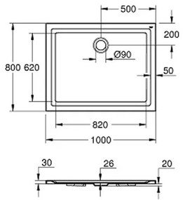 Grohe Sprchová vanička obdélníková 100 x 80 cm, alpská bílá 39306000