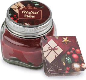 LADO Malá vánoční vonná svíčka ve skle s jmenovkou 28 g Varianta: 28 (Mulled wine) vínová, Balení: 3 ks