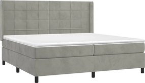 Box spring postel s matrací světle šedá 200x200 cm samet 3132699