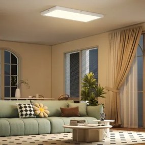 HOMCOM Sada 2 tenkých a minimalistických LED stropních svítidel s nastavitelnou barvou, z oceli a plastu, 60x30x3,7 cm, bílé