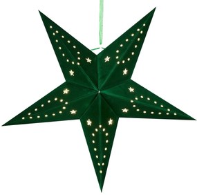 Sada 2 závěsných sametových hvězd s LED 45 cm zelené MOTTI Beliani