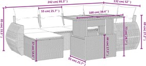 7dílná zahradní sedací souprava s poduškami černá polyratan 3275813